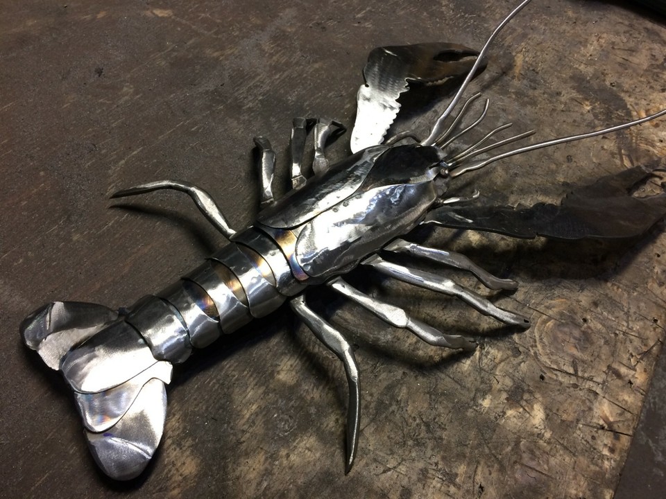Handmade Welded Metal Lobster/Crayfish Sculpture - Small MADE TO ORDER ...