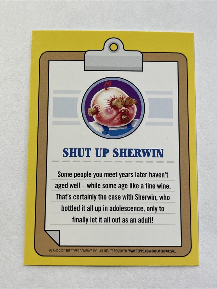 2020 Garbage Pail Kids 35th Anniversary SHUT UP SHERWIN Base Card #20a ...