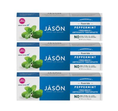 Jason Natural Products Toothpaste Peppermint Flouride 4.2 Oz 3 Pack | eBay