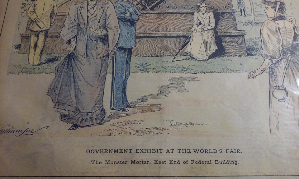 1893 Print Government Exhibit Big Mortar Cannon Chicago World's Fair ...