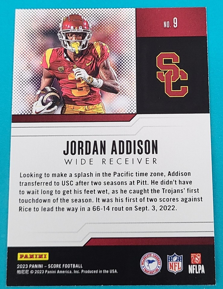 2023 Score Protential #9 Jordan Addison USC Trojans FOOTBALL Card Y7 | eBay
