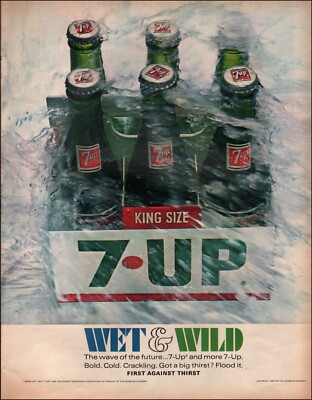 1967 Vintage ad for 7-up retro Bottle Cartoon Water soda 09/05/22 | eBay