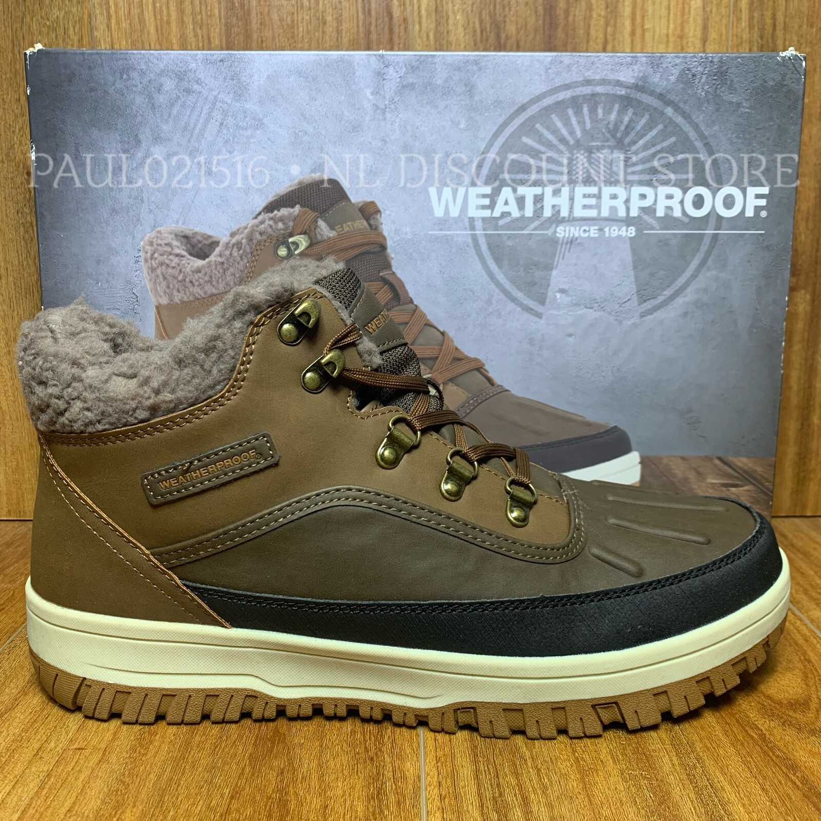 WEATHERPROOF Men's Slope Leather/Suede Work Boots ~ Brown ~ Select Size ...