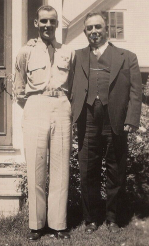4Z Photograph Proud Father Posing With Handsome Man Military Uniform ...