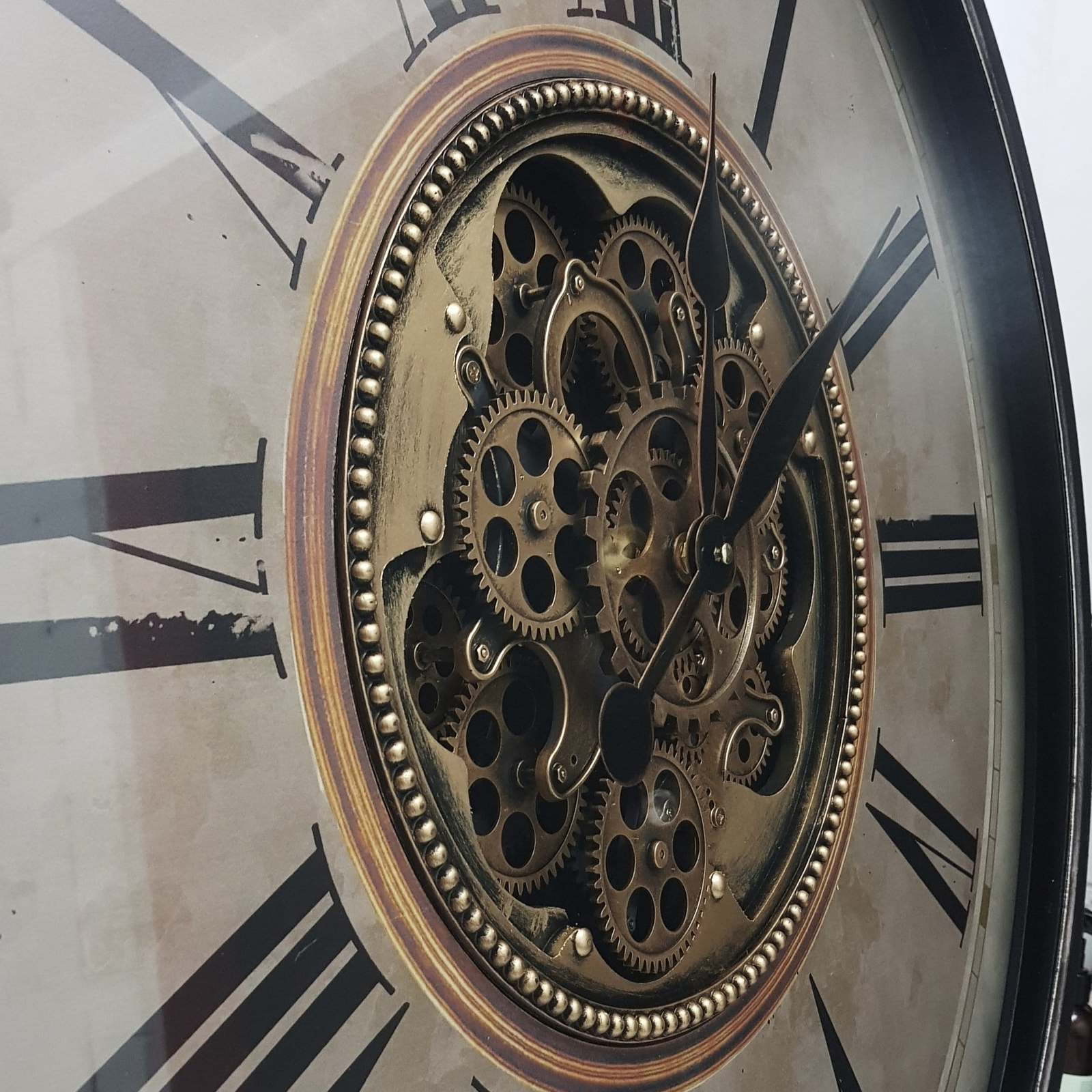 Le Romancier Round Antique Provincial Moving Cogs Wall Clock | eBay