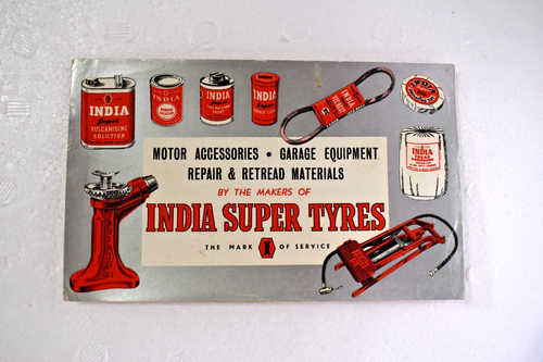 Vintage India Super Tyres Tire Advertising Ink Blotter Card Sign Motor ...