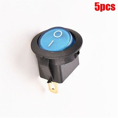 5Pcs Rocker Switch Round Blue Spdt On-Off Snap-In Mini 3 Pin Ic New kv ...
