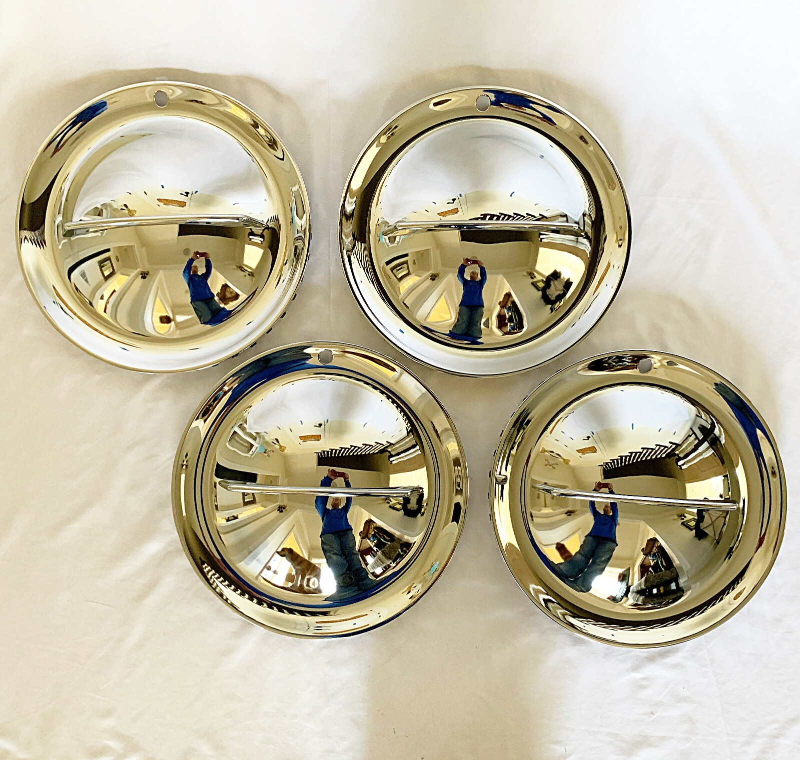 Custom / Leadsled 15" FLIPPER Single Bar Hub Caps X 4 - Hot Rod ...