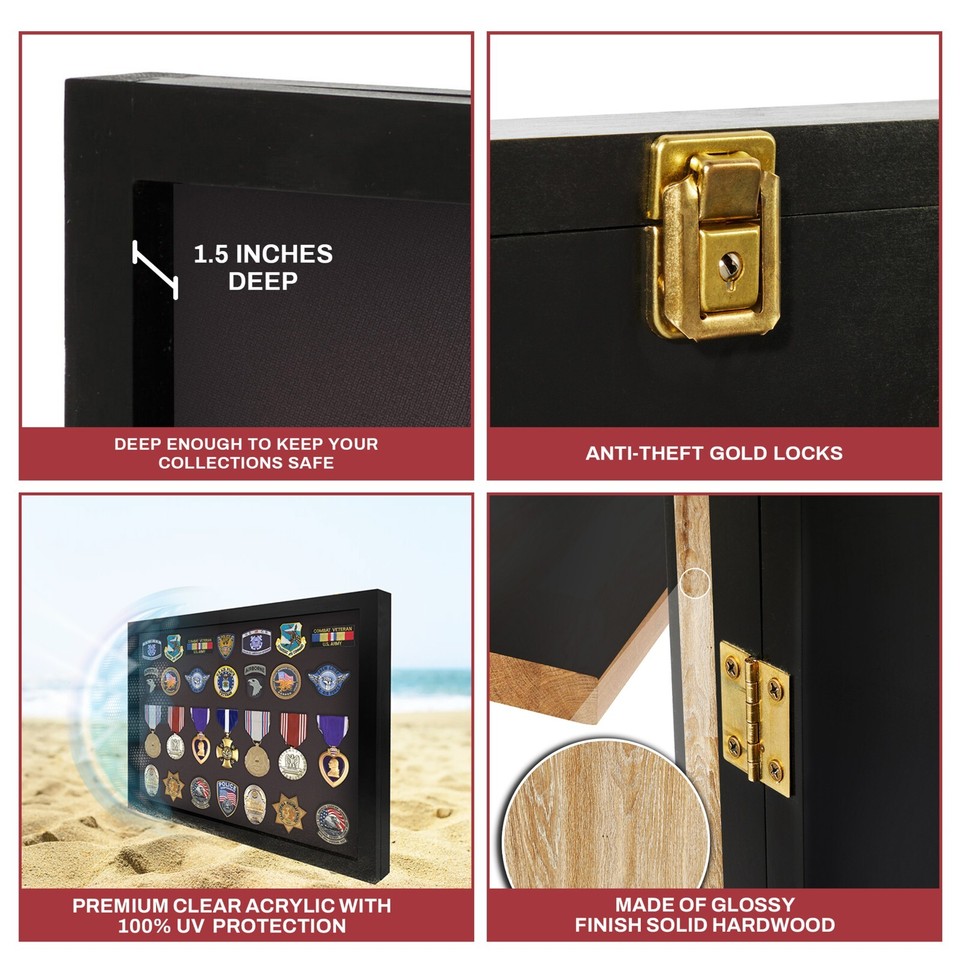 Medal Display Case, Award, Pin, Patches,Insignia, Ribbons Display ...