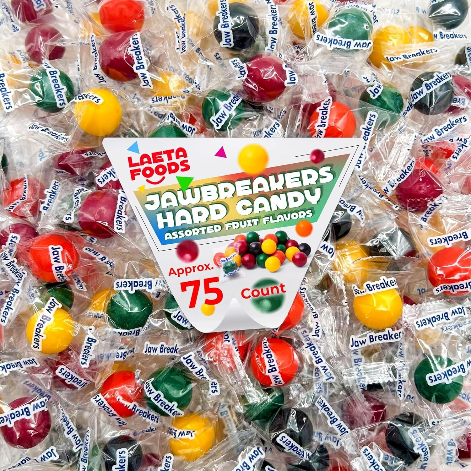 Jawbreakers Mini Hard Candy Fruit Flavored Assortment, Individually ...