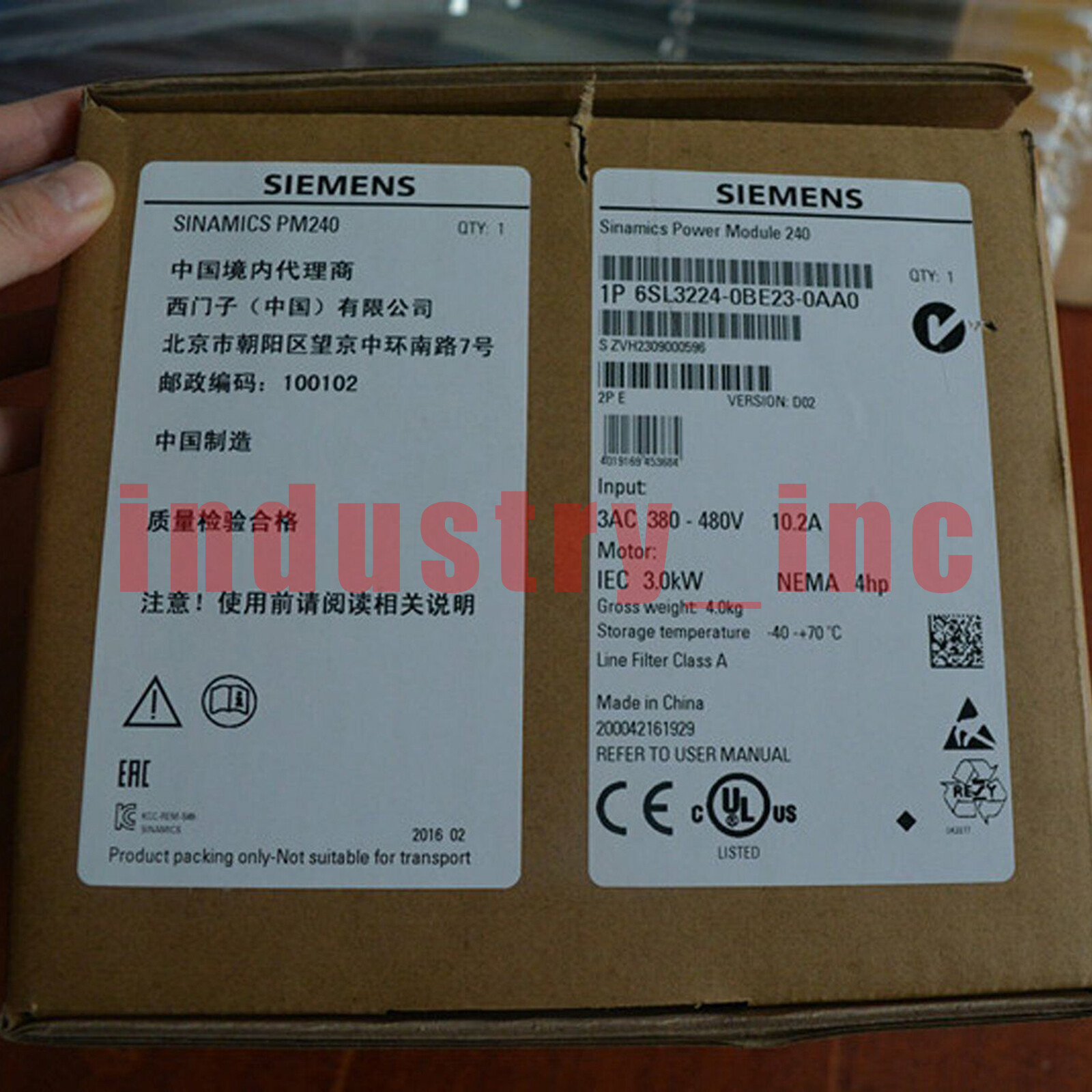 New in box Siemens 6SL3224-0BE23-0AA0 6SL3 224-0BE23-0AA0 one year ...