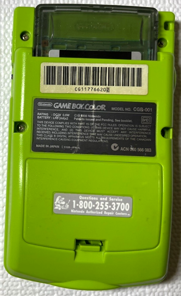 Gameboy Color Console Green Kiwi Lime Nintendo GBC Tested +WWE WWF ...