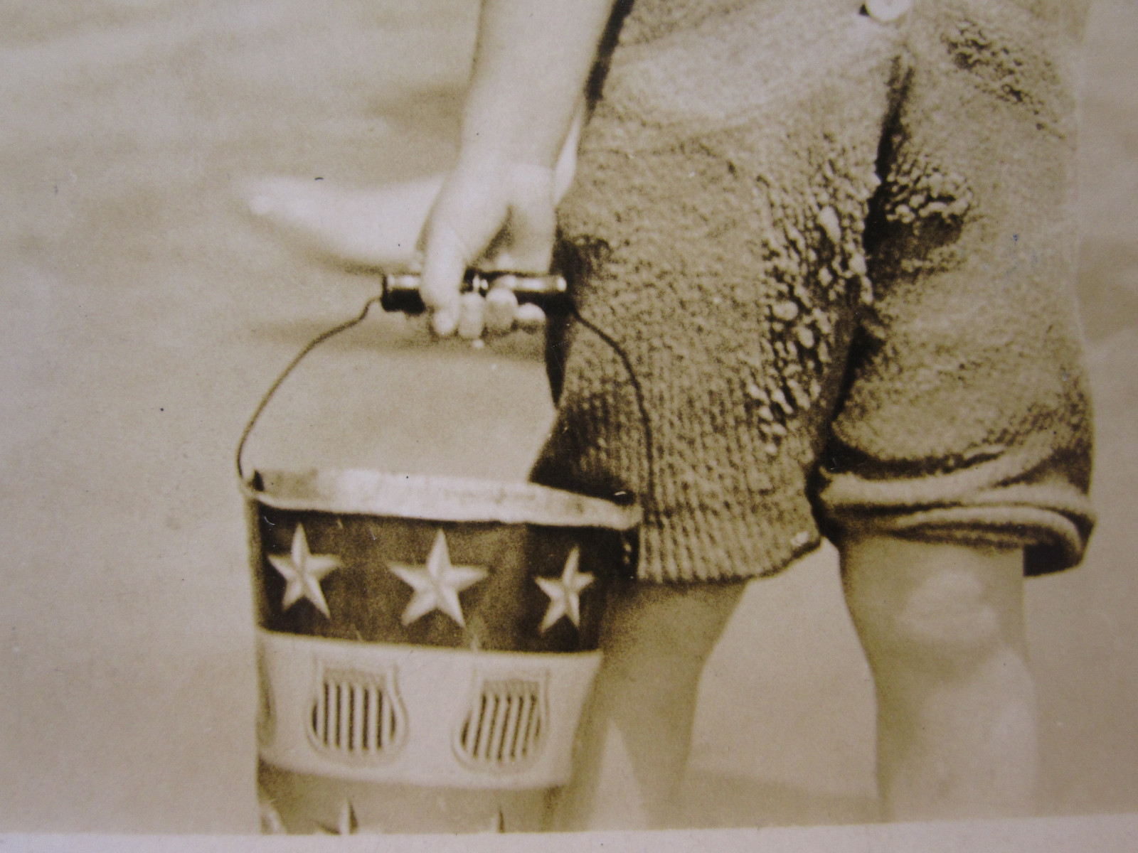 ANTIQUE AMERICAN PRE FLAPPER FLAG SHIELD PAIL SAND BEACH BOARDWALK ...