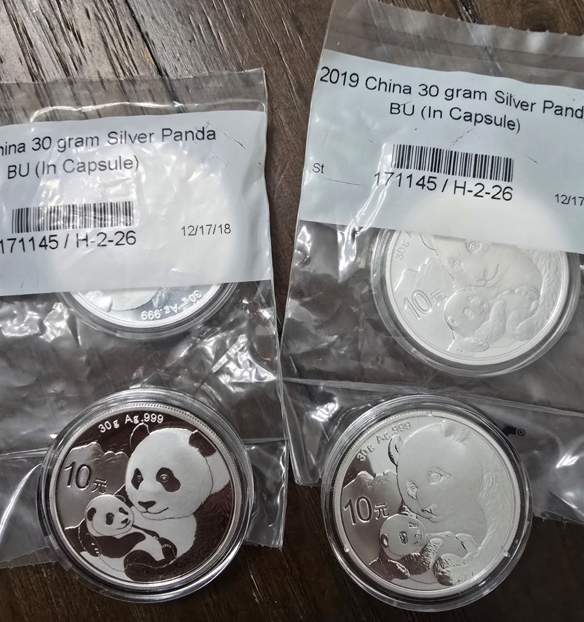 2019 China 30 gram Silver Panda BU Coin (In Capsule) (4 coins) | eBay