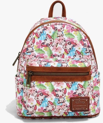 Rare LOUNGEFLY Disney Pua AOP Moana Mini Backpack Floral White Pig | eBay