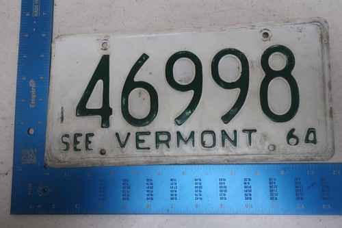Vermont License Plate Tag VT 1964 64 46998 | eBay