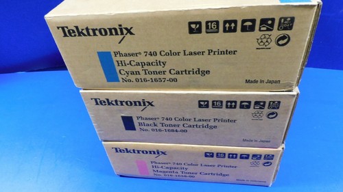 LOT 3 Toner Tektronix Phaser 740 COLOR LASER PRINTER / BLACK MAGENTA ...