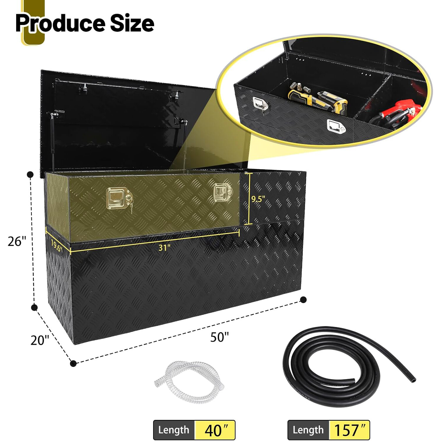 60-Gallon Fuel Tank Tool Box Combo Fuel Transfer Tank & Toolbox with 10 ...