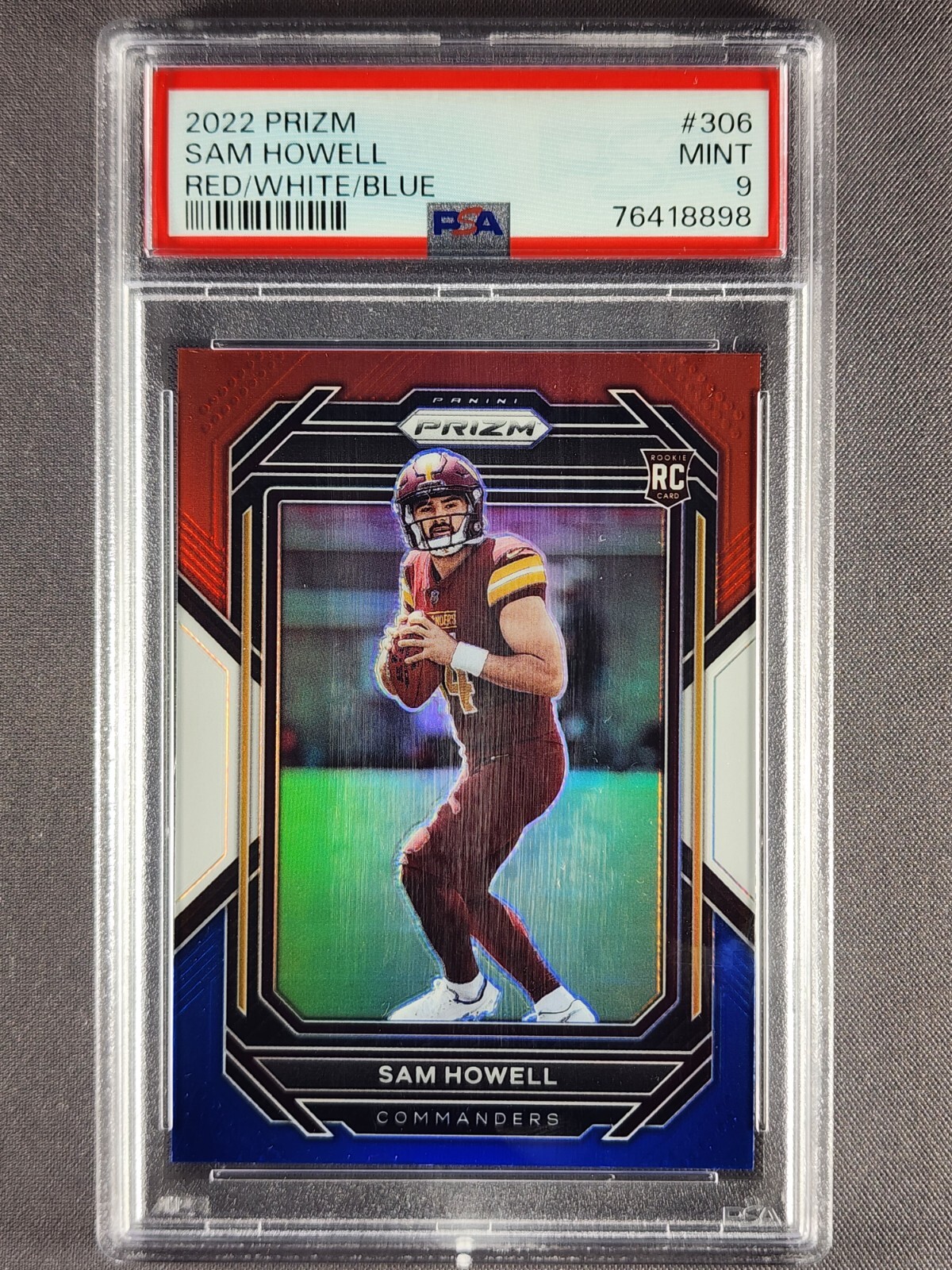 2022 Panini Prizm #306 Sam Howell Red White Blue Rookie Card RC PSA 9 ...