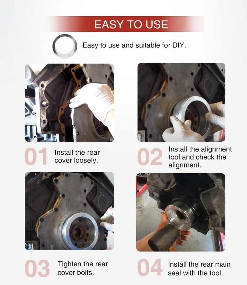 LS Rear Main Cover Alignment Tool & Seal Installer Compatible with GM ...