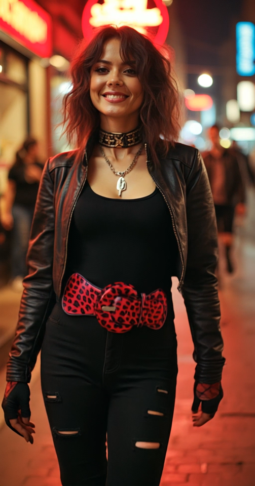 Women Leopard Belt Fashion High Waist Hip Elastic Red Black Animlar ...
