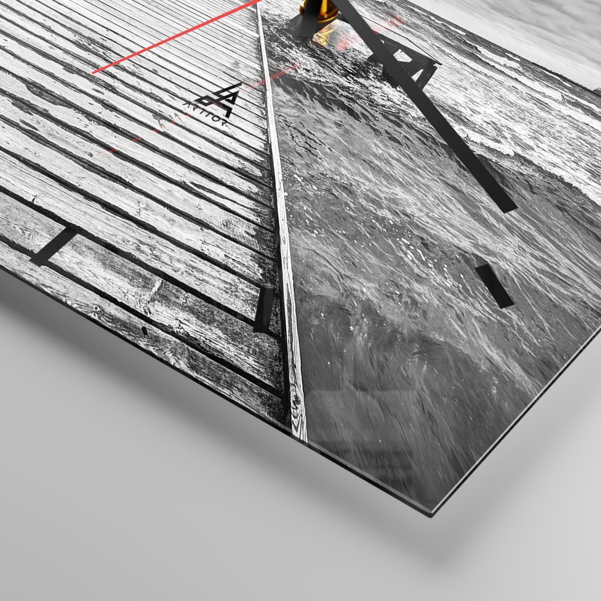 Horloge murale en verre 40x40cm Silencieuse pont mer vague Wall Clock ...