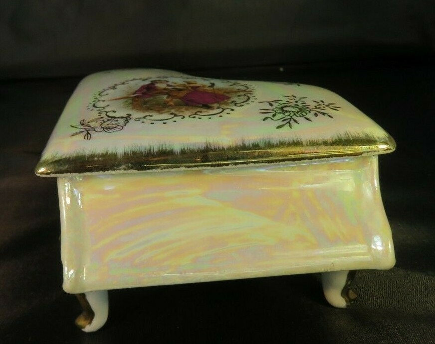 Beautiful ceramic Piano TRINKET JEWELRY BOX Victorian Picture (Empress ...