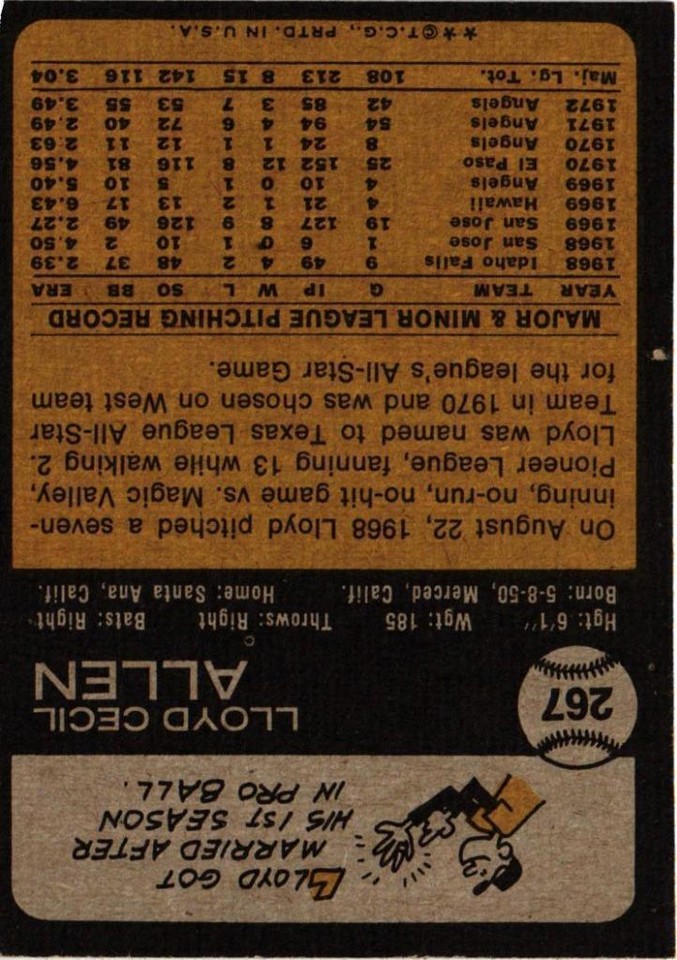 LLOYD ALLEN 1973 Topps #267 BUY ANY 2 ITEMS FOR 50% OFF B204R1S20P17 | eBay
