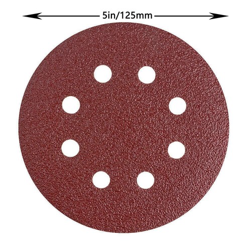 100pcs 5'' / 125MM 8 Holes Orbit Sanding Sand Paper Discs 40g-2000g ...