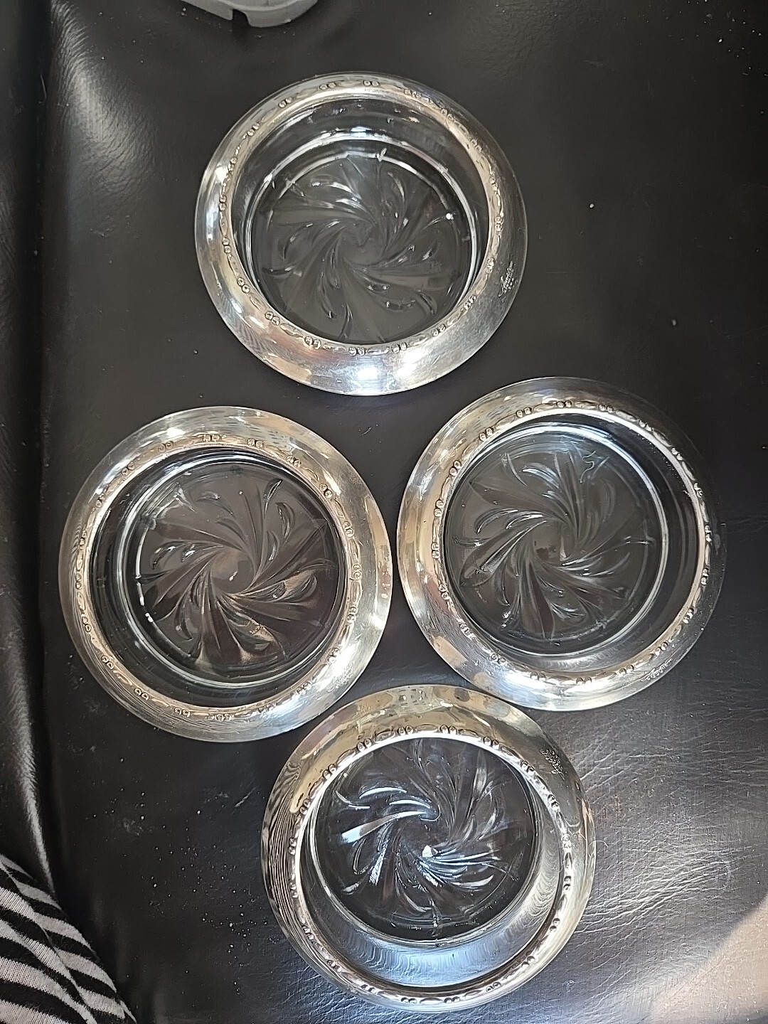 Mid Century Modern Amston Vintage Sterling Silver & Glass Drink Coaster ...