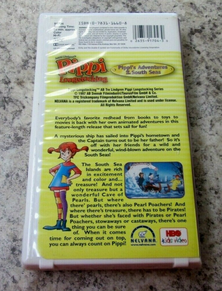 Pippi Longstocking Pippi's Adventures Of The South Seas ~ VHS Movie ...