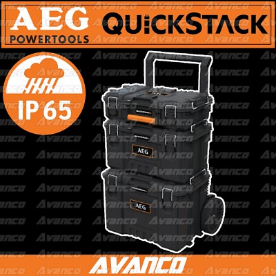 AEG Quickstack 2.0 Modular Storage 3 Piece Kit Organiser Tool Box Cart ...