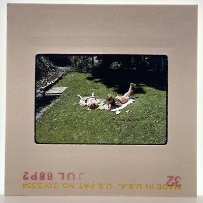 Vintage 60s 35mm Slide Kids Sunbathing Sun Tanning In The Yard #1 | eBay