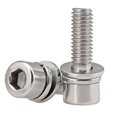 304 Stainless Steel Hex Socket Cap Head Screws With Flat Spring Washers ...