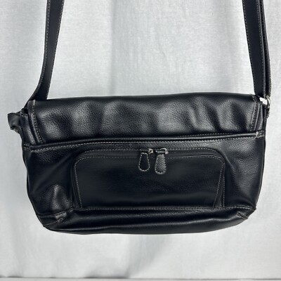 Relic Black Leather Flap Handbag Purse Bag Satchel | eBay