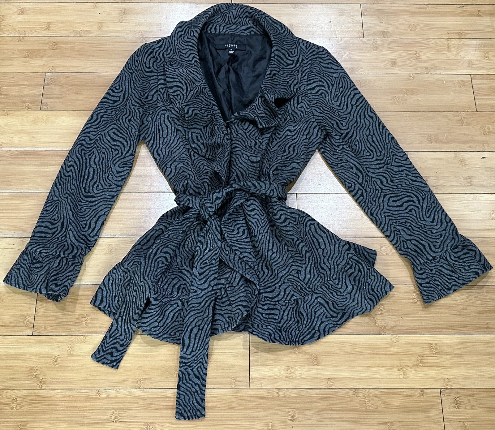 Sandro Zebra Animal Print Tweed Pattern Coat Women’s … - Gem