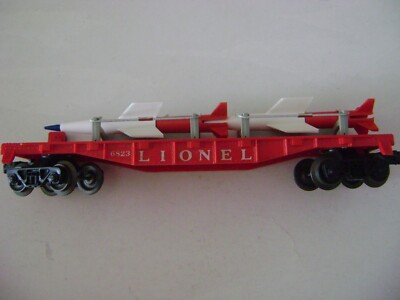 Lionel 6823 Double Rocket Red Car on 6424-11 Mold w/2-red&white rockets ...