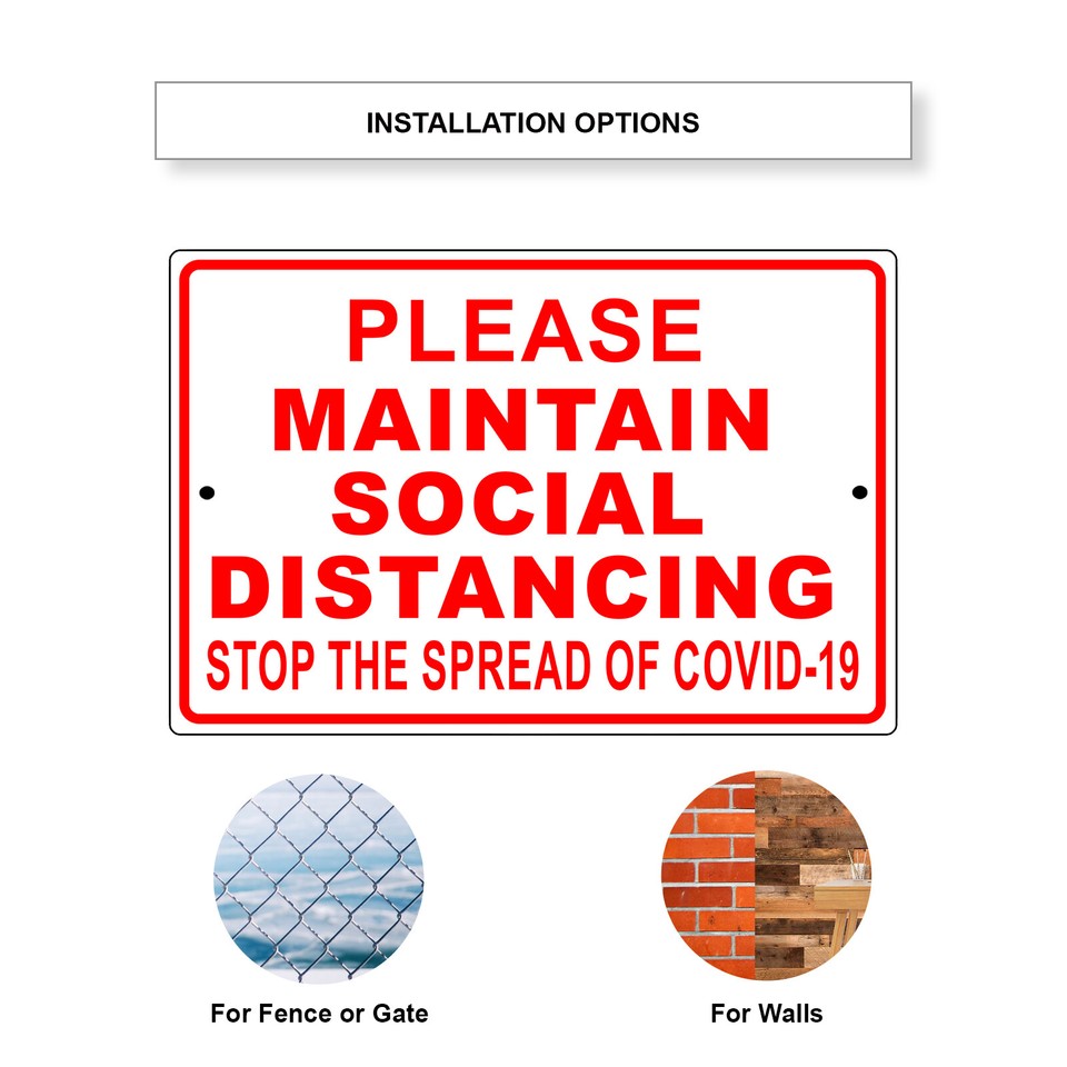 Please Maintain Social Distancing Stop The Spread Of Disease Aluminum ...