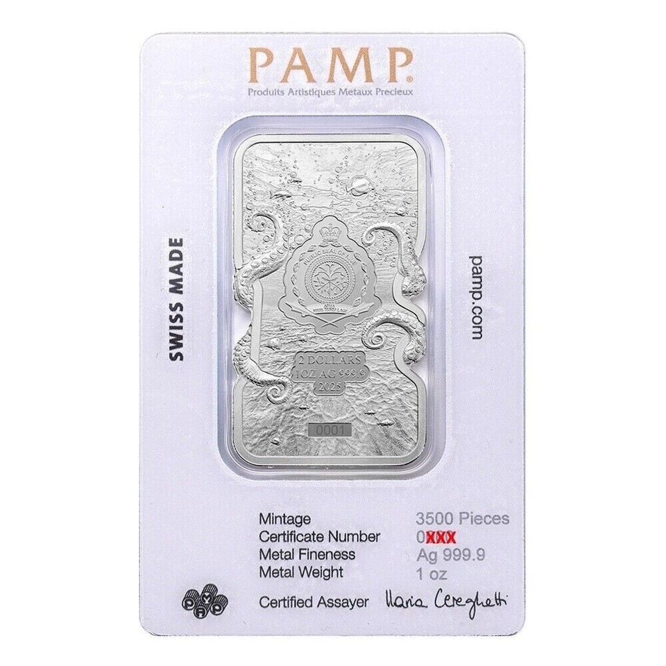 2025 Niue 1 oz Silver Nature's Grip Giant Octopus $2 Bar in Assay | eBay