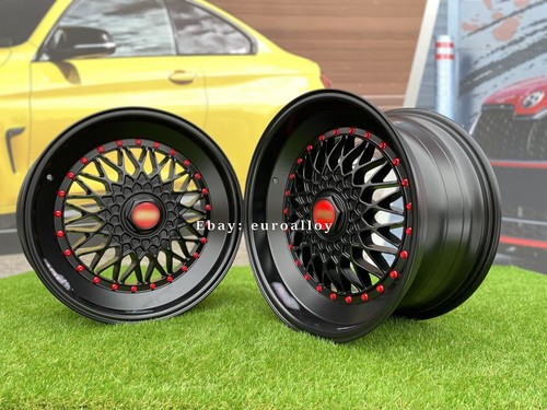 4x 18" RS Style mesh SLANT 5X120 deep dish lip wheels For BMW E34 E38 ...