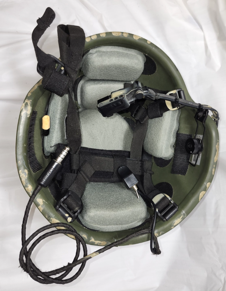sz. Large MSA ACH US Army Combat Helmet, w/ Mic, Modified for Air Crew ...