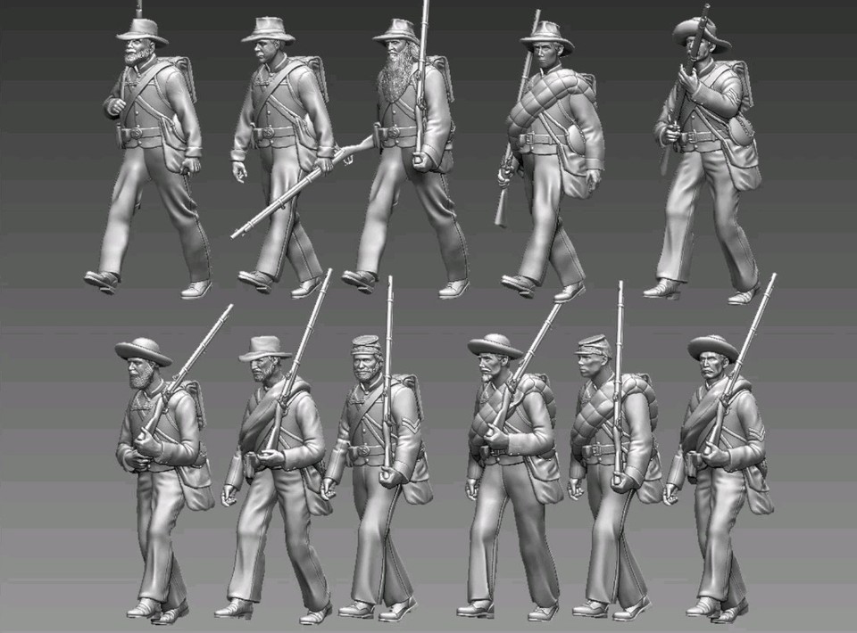 54mm Wargaming ACW Soldiers Confederate 3d Printed Models | eBay