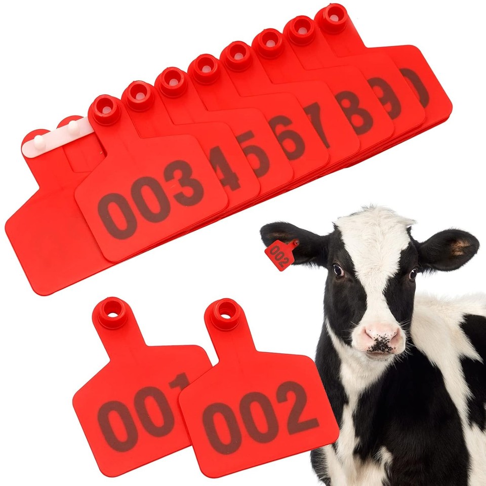 Cattle Ear Tags 001-100 Number Plastic Livestock Animal Tag for Cows ...