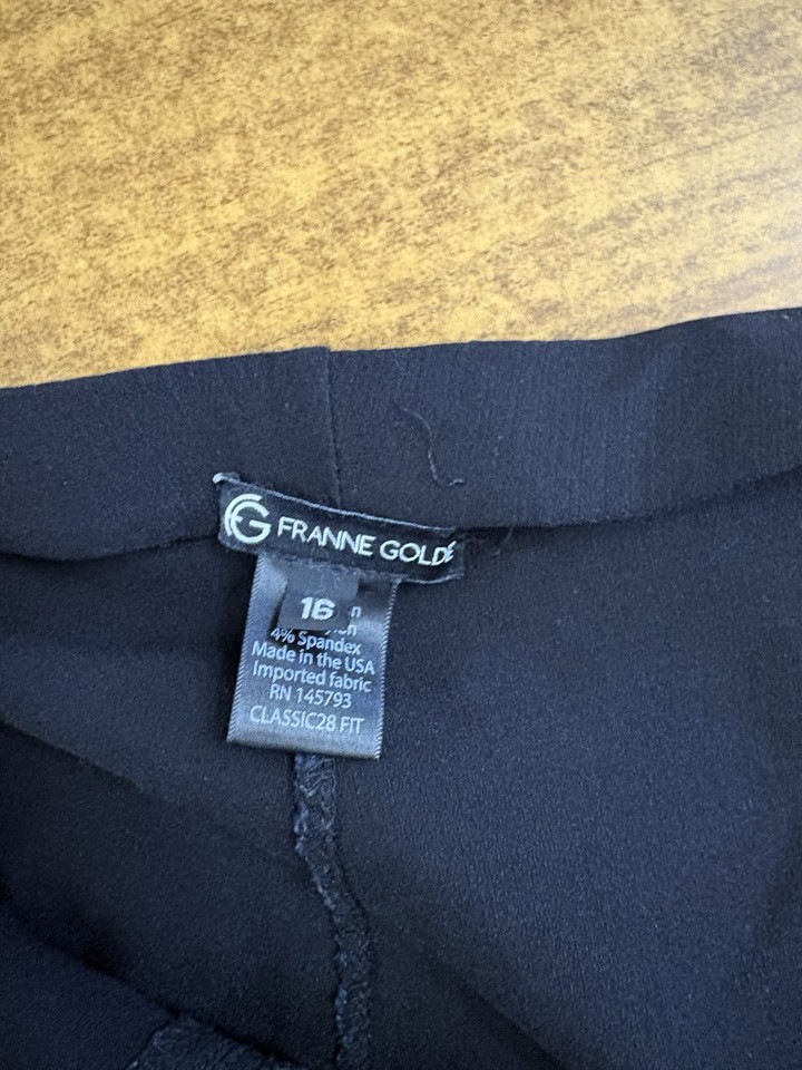 Franne Golde Women's Classic Black Dress Pants Size 16 Straight Leg | eBay