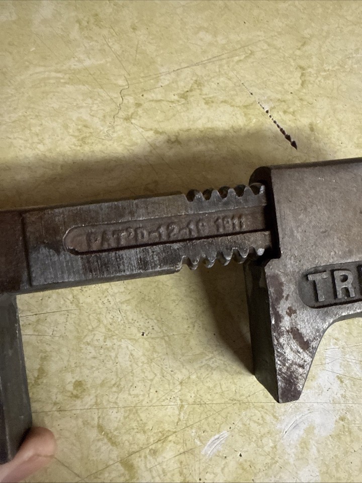 VINTAGE Tools TRIMO TRIMONT Adjustable Pipe Wrench w/ Wood Handle Size ...