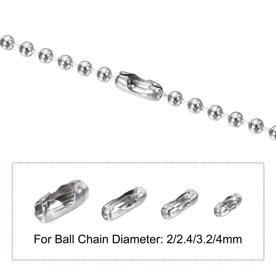 120Pcs Ball Chain Connectors Stainless Steel Replacement Chain Bead ...