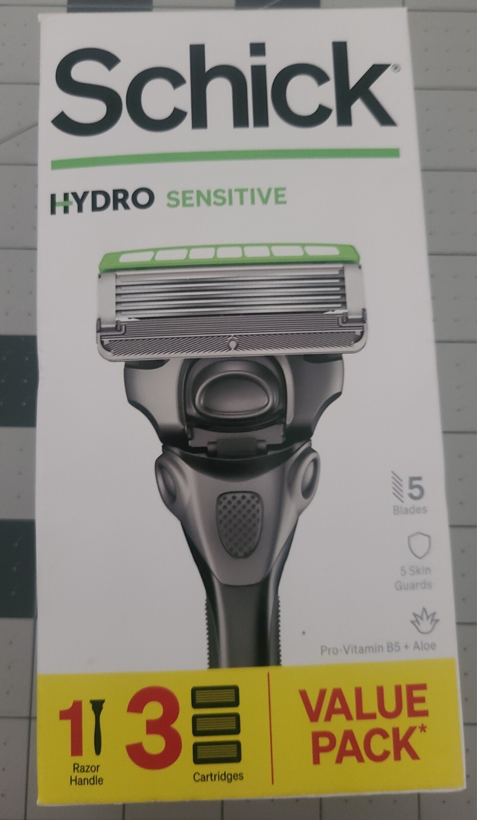 Schick Hydro Sensitive 5-Blades Men Razor 1 Handle + 3 Cartridges Set ...