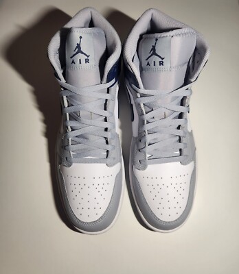 Air Jordan 1 Mid Wolf Grey Midnight Navy - Size 13 | eBay