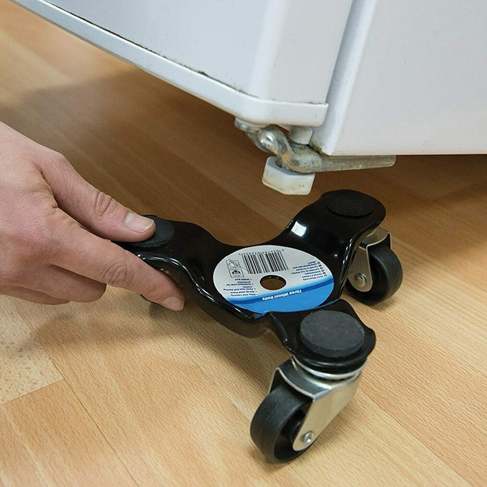 4 x 3 Wheel Wheeled Moving Castor Dolly Heavy Appliance Furniture ...