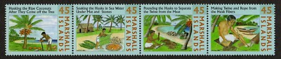 MARSHALL ISLANDS, SCOTT #1031, STRIP - CREATION OF TOBOLAR COCONUT ...